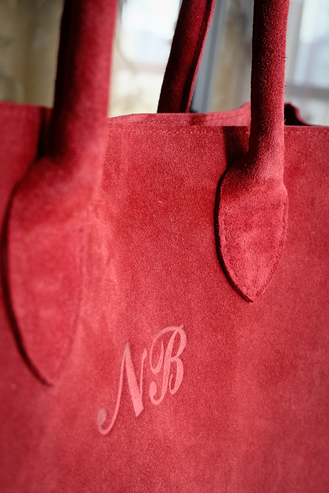 Big Handmade Suede Tote Bag, Leather Suede Weekender Bag, Travel ...
