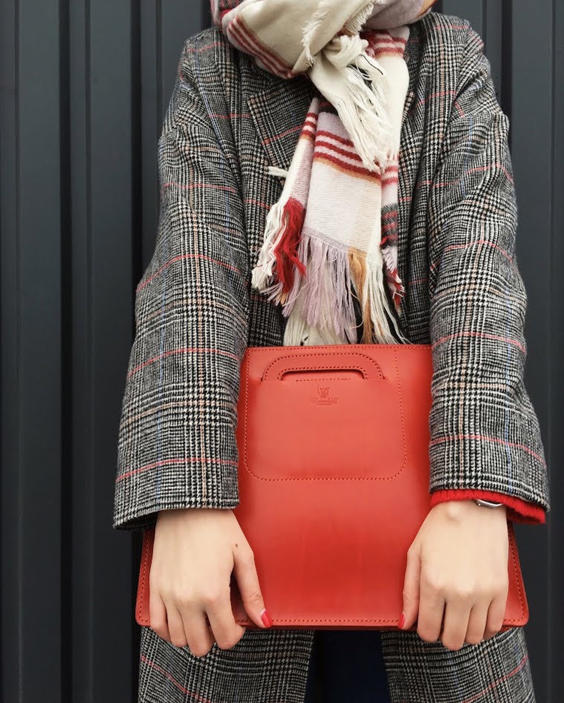 Leather Red Attache Minimal Briefcase Leather Portfolio Bag - Etsy