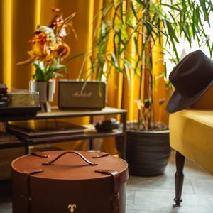 Leather Hat Box, Vintage Style Hat Box, Travel Hat Box, Train Case ...