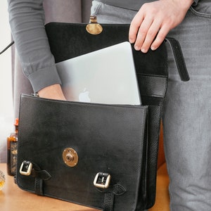 Black Leather Luxury Briefcase, Handmade Men Briefcase, Leather Office ...