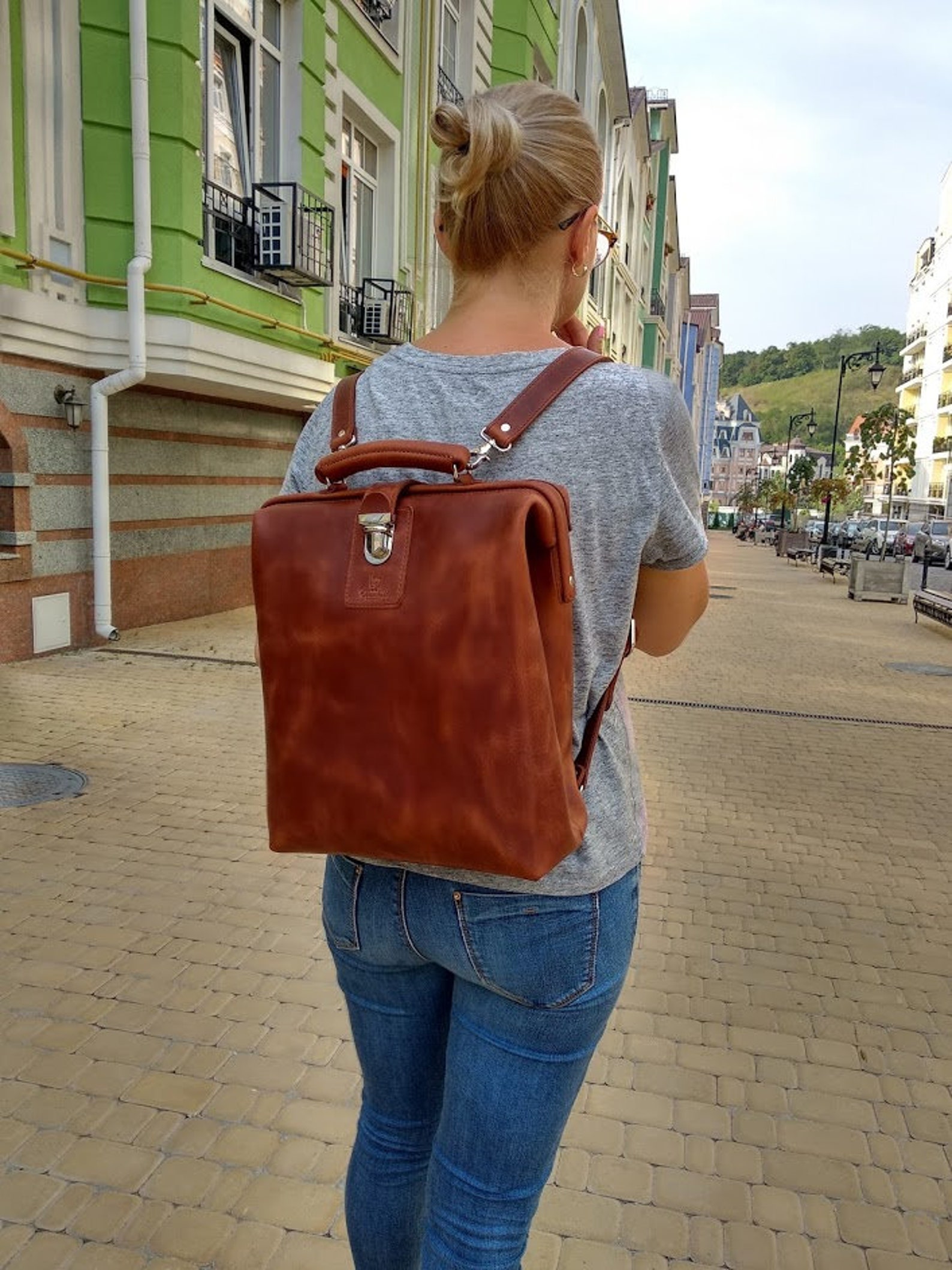Brown vintage Leather backpack Handmade Leather backpack | Etsy