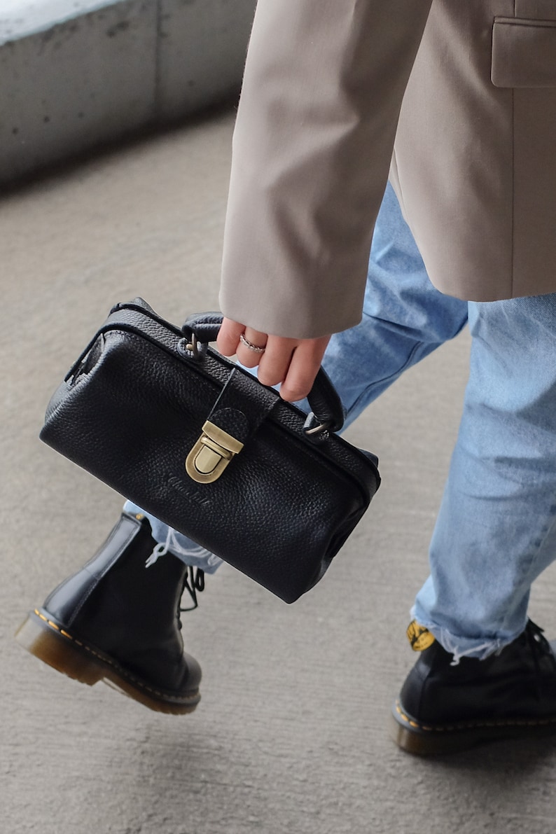 Mini Leather Doctor Bag, Doctor Style Bag, Leather Satchel, Gladstone ...