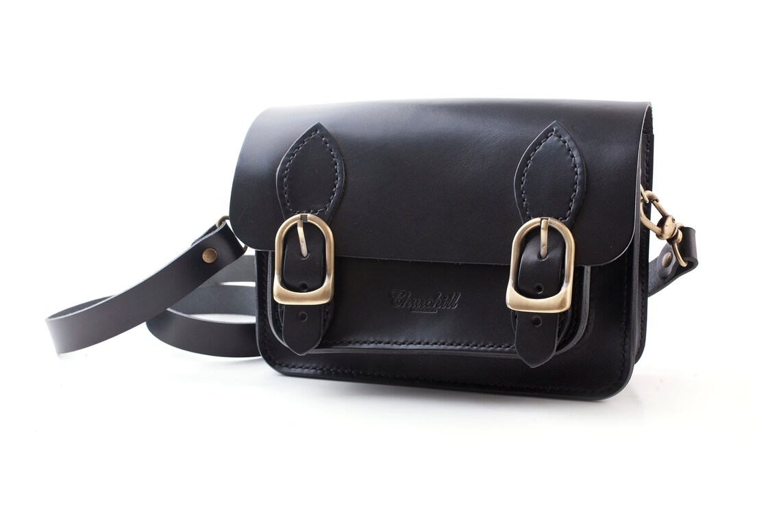 Classic British Satchel Bag Black Leather Cross Body Bag | Etsy