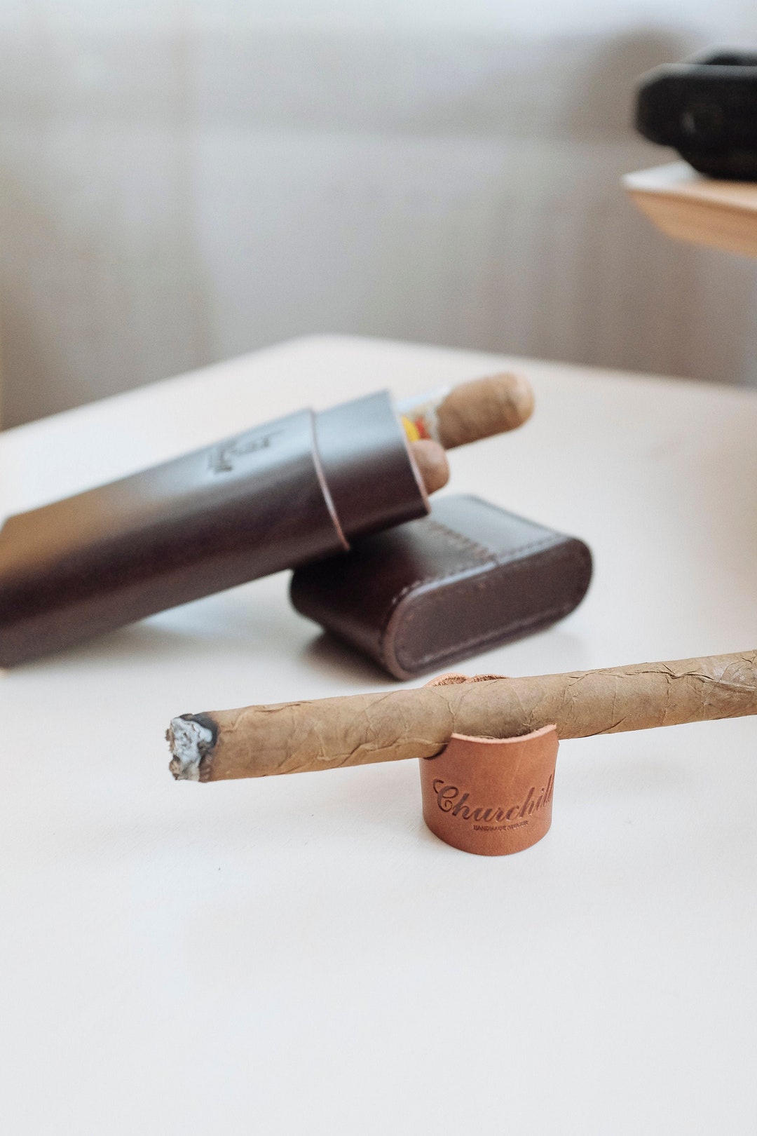 Leather Cigar Rest, Leather Cigar Holder, Leather Cigar Stand, Cigar ...