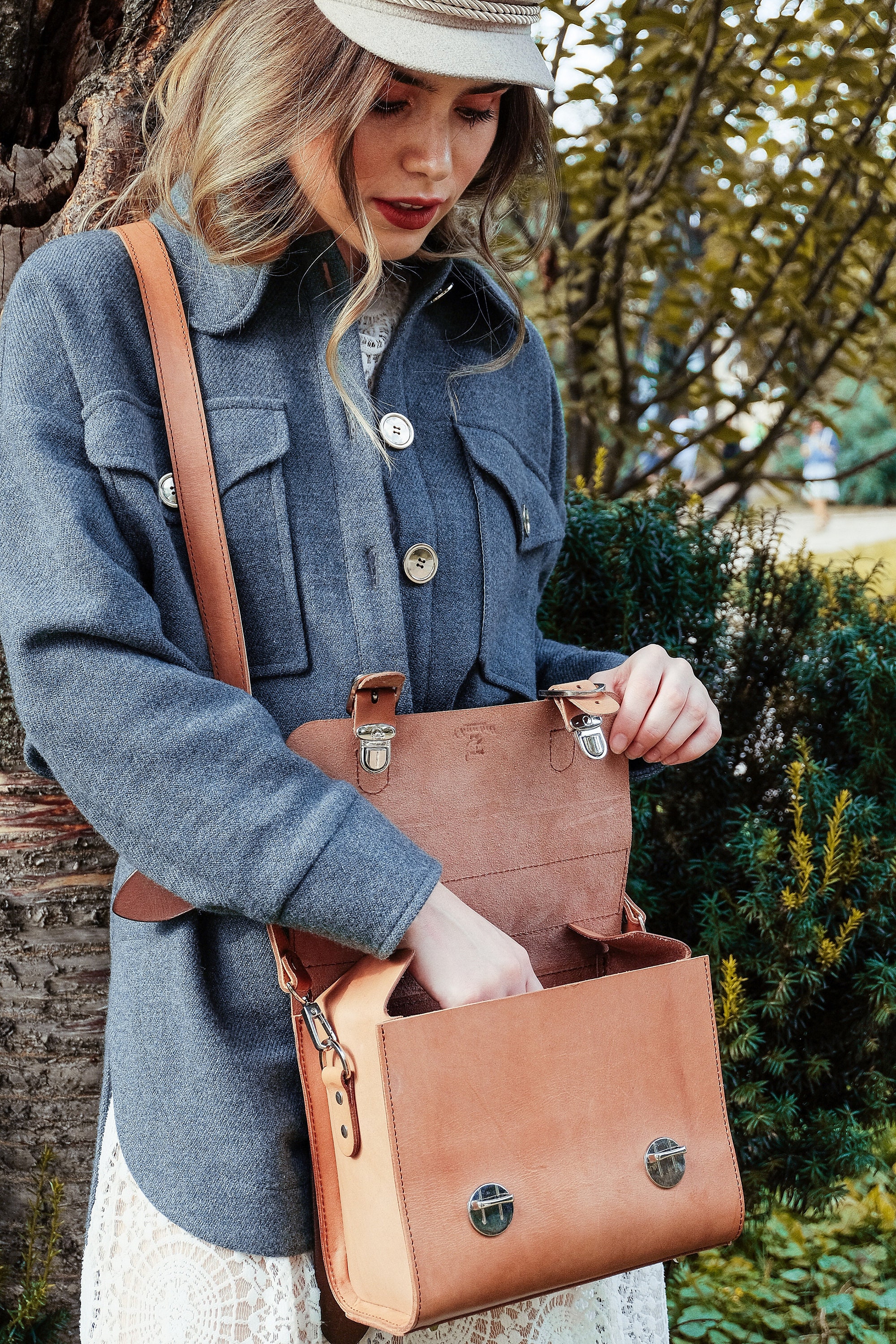 Walnut Leather Shoulder Bag,cross Body Bag,leather Shoulder Bag ...