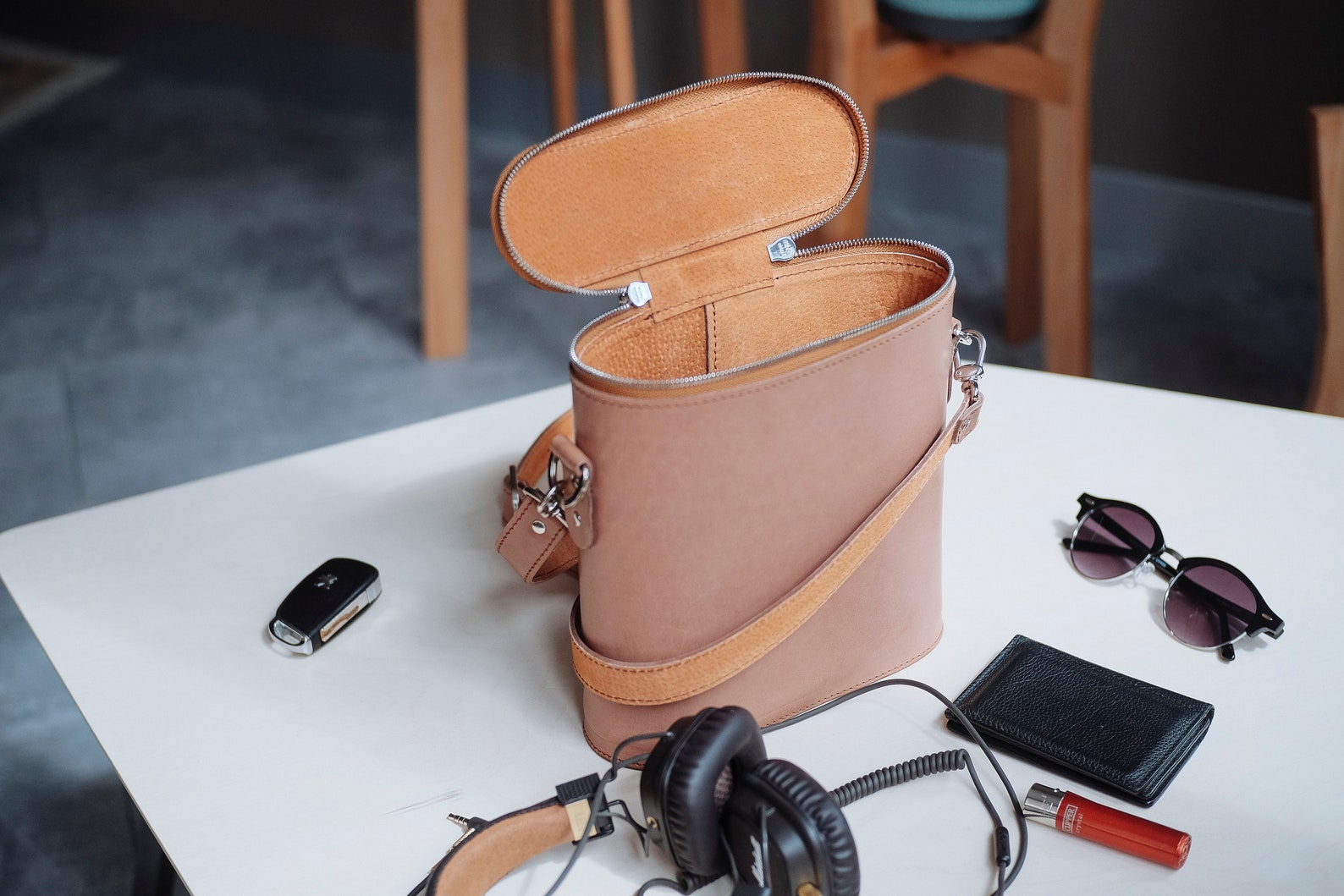 Leather Bucket Bag, Barrel Bag, Cylinder Bag, Shoulder Bag, Messenger ...