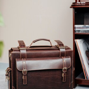 Brown Leather Catalog Case, Handmade Men Briefcase, Leather Office Bag ...