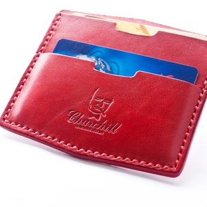 Slim Leather Card Holder Credit holder red Mens leather | Etsy