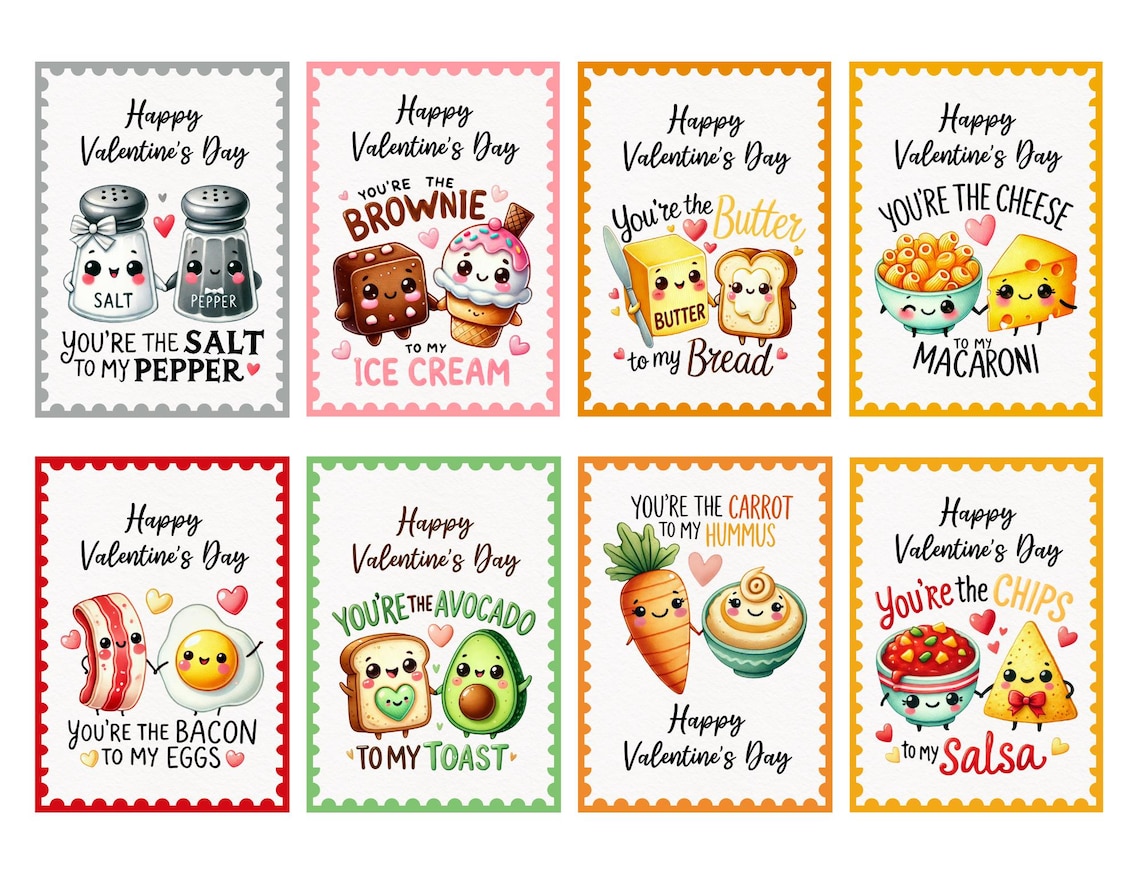 Food Pun Valentine's Day Cards | Digital Download - Etsy