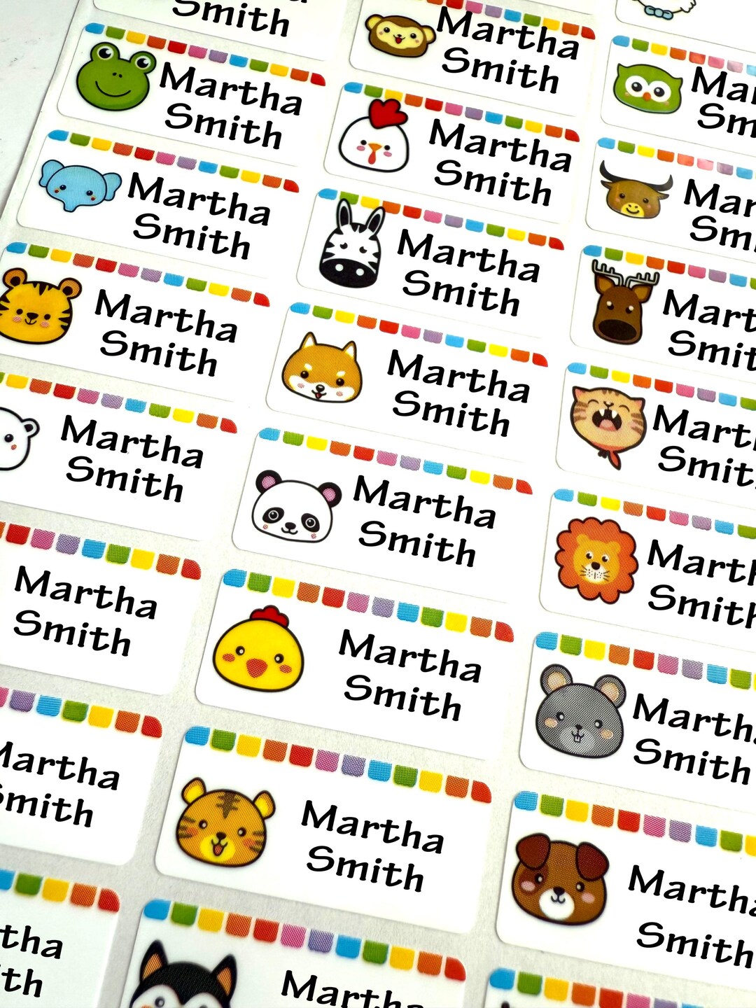 Cute Zoo Animals Name Label School Label Waterproof Label Daycare Label ...