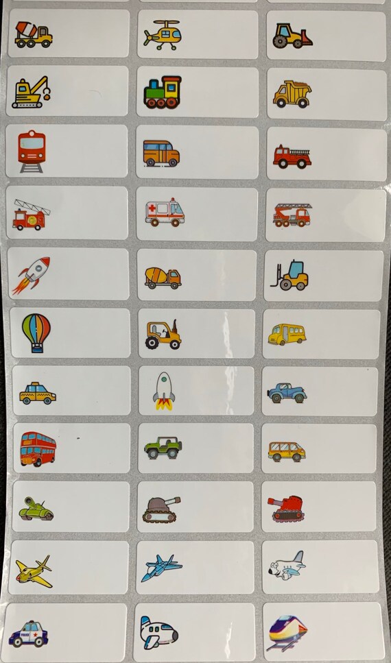 Trucks Planes Cars Name Label School Label Waterproof - Etsy