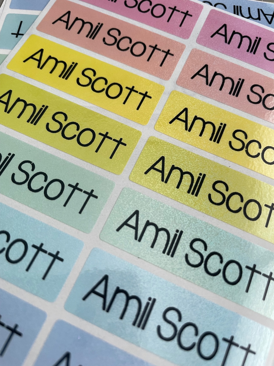 Personalized Glitter Rainbow Name Labels: Waterproof Kids Stickers - Etsy