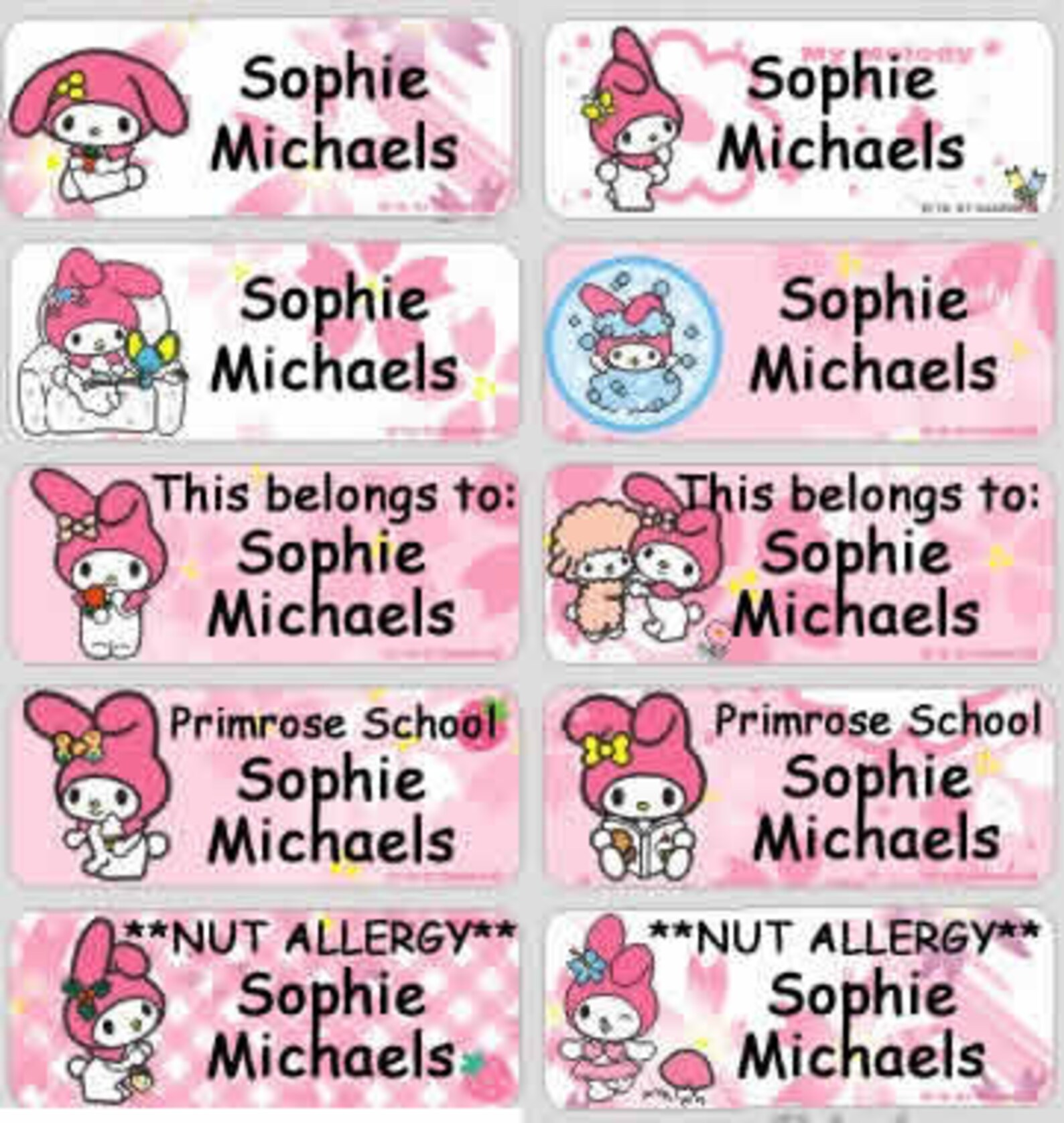 MY MELODY Name Label School Label Waterproof Label Daycare | Etsy