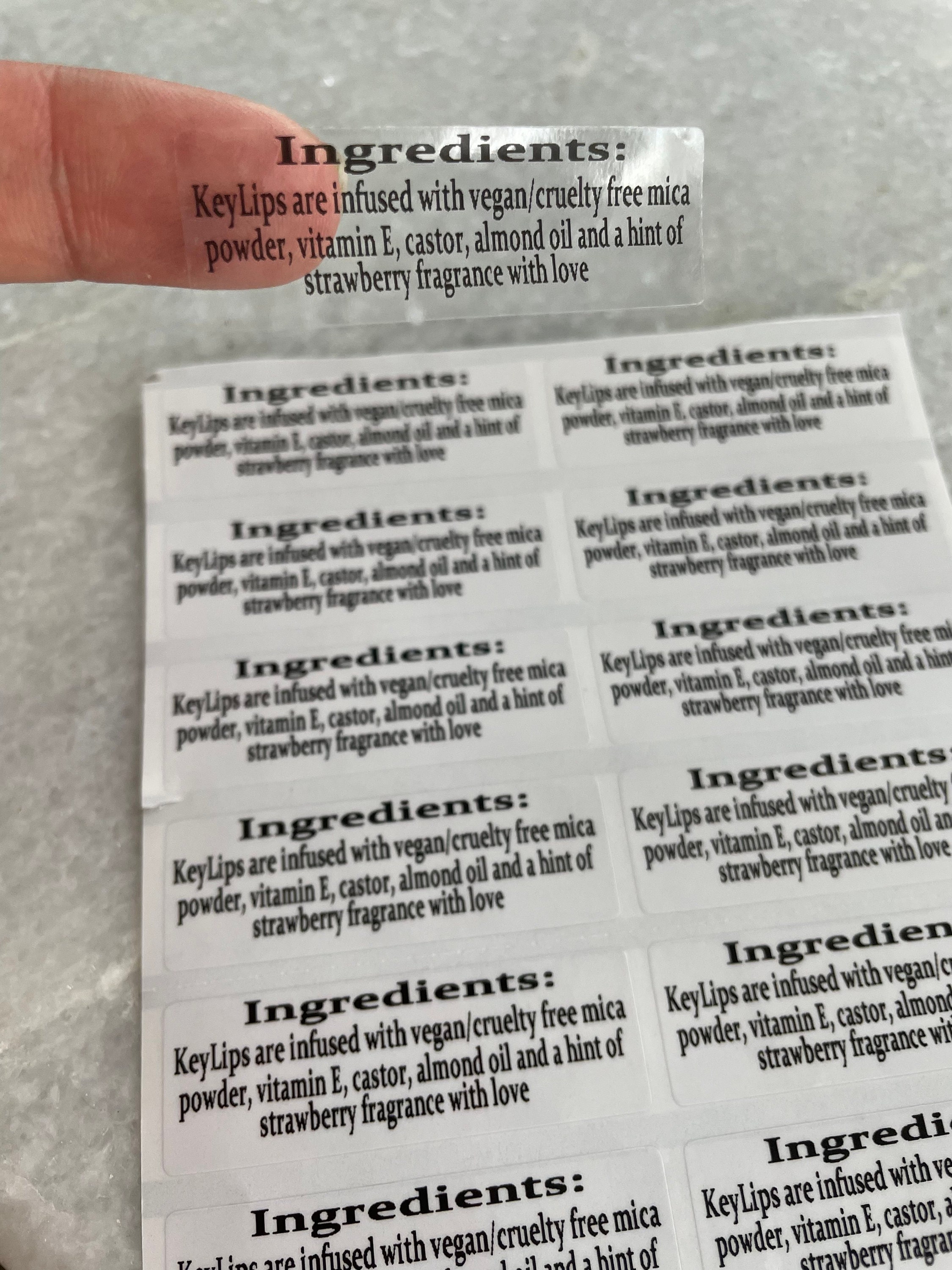 Ingredients Labels Ingredients Sticker Clear Label | Etsy