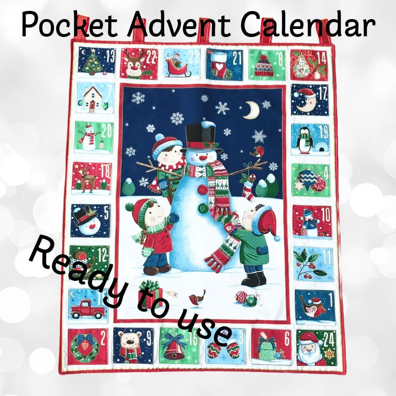 Handmade Snowman Fabric Advent Calendar With Pockets - Etsy