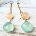 Aqua & Peach Chalcedony Dangle Earrings, 14k Gold Filled, October ...