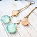Aqua & Peach Chalcedony Dangle Earrings, 14k Gold Filled, October ...