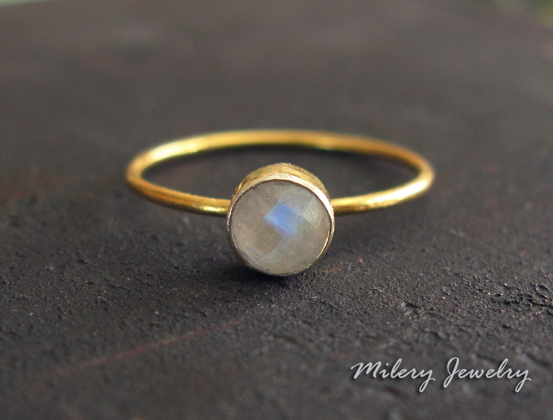Moonstone Bezel Gold Filled Ring, Perfect for Stacking, Gold Vermeil ...