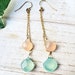 Aqua & Peach Chalcedony Dangle Earrings, 14k Gold Filled, October ...