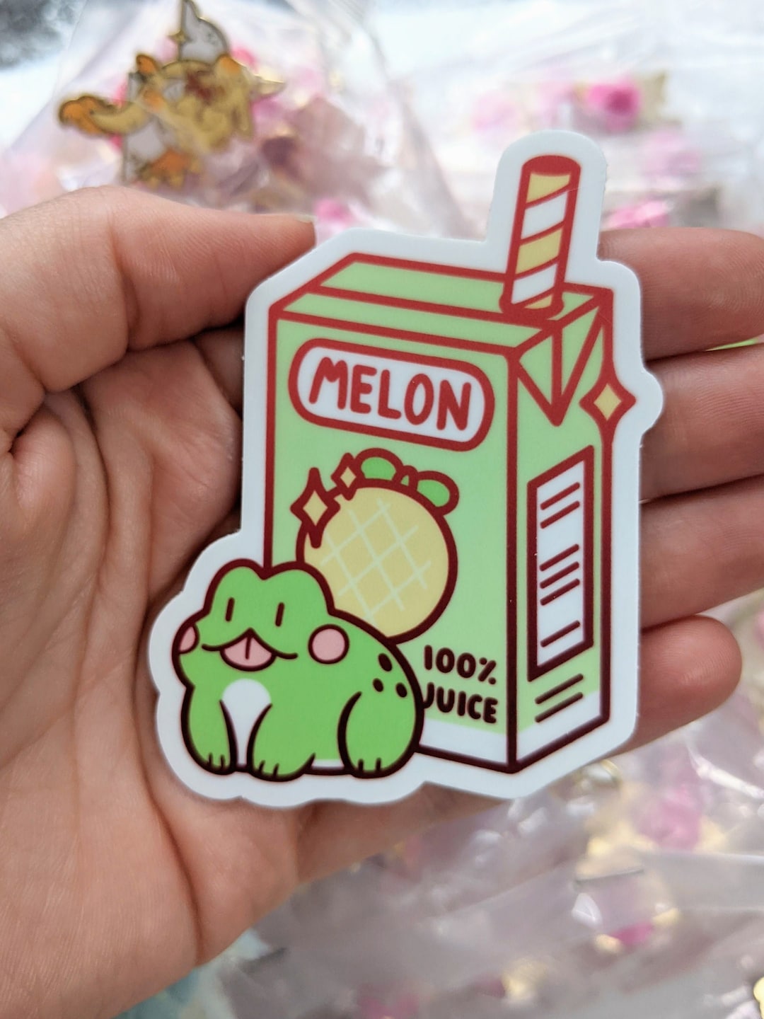 Melon Juice Box Frog Frog Sticker - Etsy