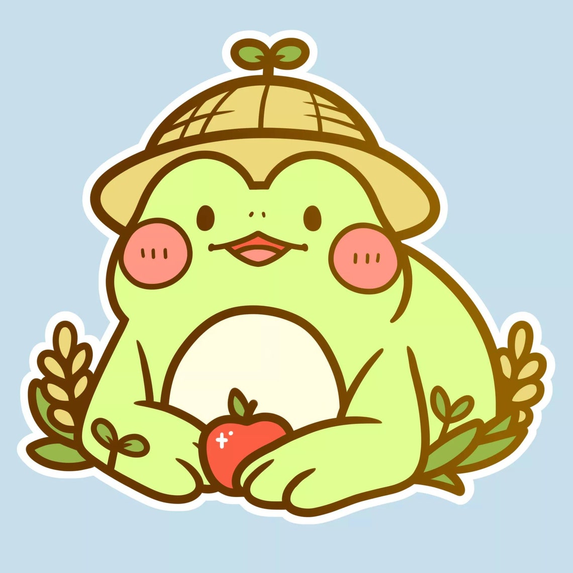 Happy Farmer Frog Sticker - Etsy