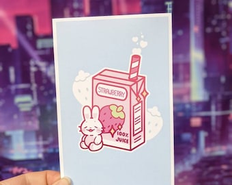 Strawberry Juice Box Bunny Sticker - Etsy