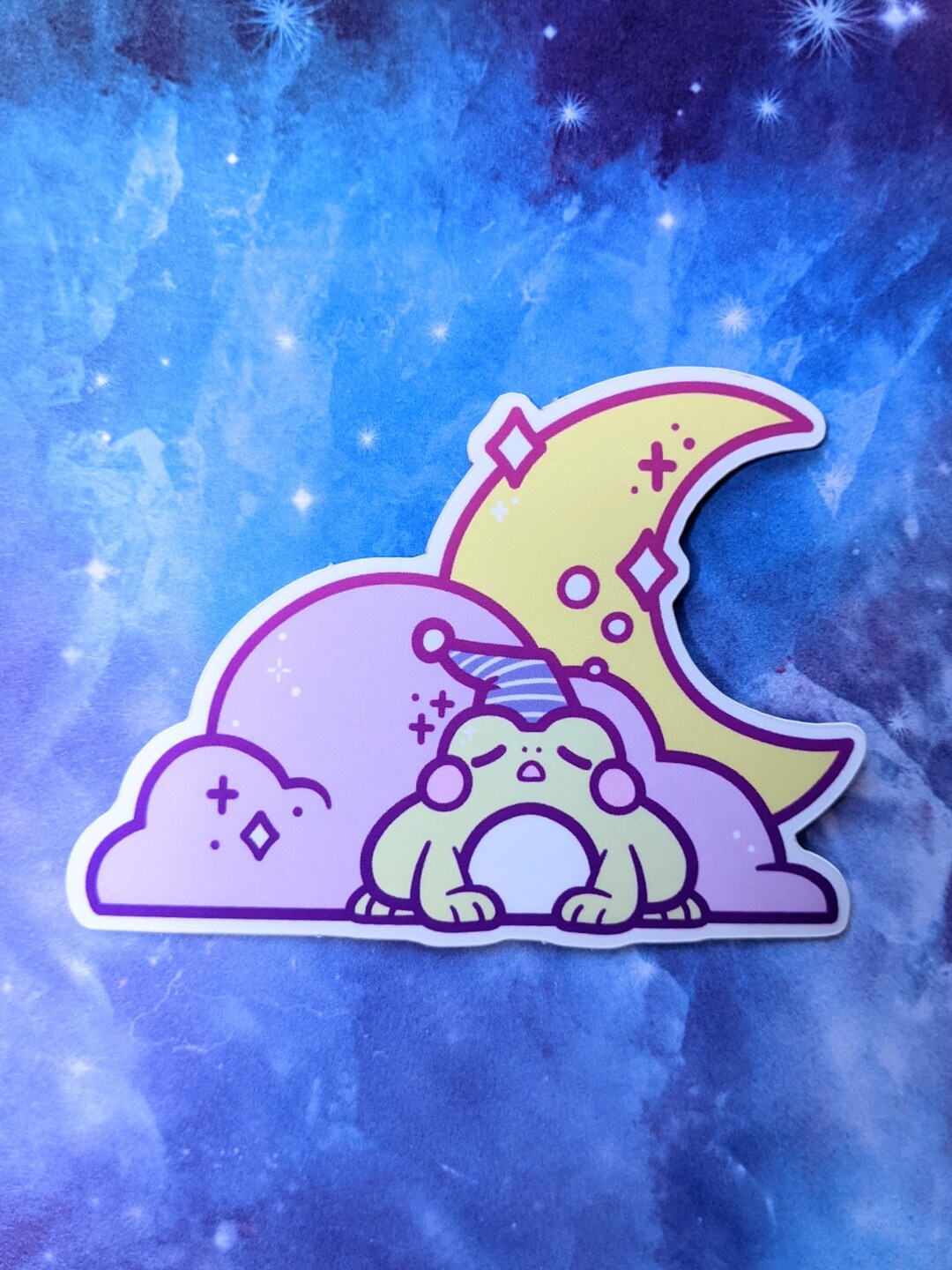 Sleepy Time Frog Sticker - Etsy
