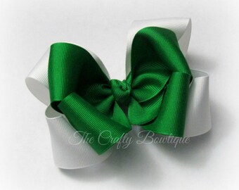 Green hair bow | Etsy
