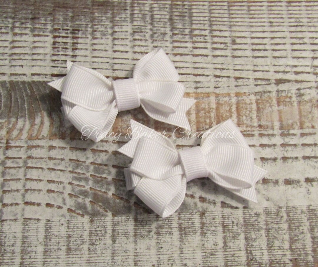 White Pinwheel Bow, Small White Bow, Infant Hair Bow, 2 Inch Bow, White ...