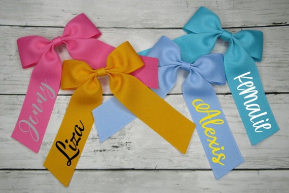 Custom Name Bow Personalized Bow School Bow Bow With Tails - Etsy