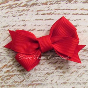 Tiny Red Bow, Red Pinwheel Bow, Small Red Bow, 2 Inch Bow, Infant Hair ...