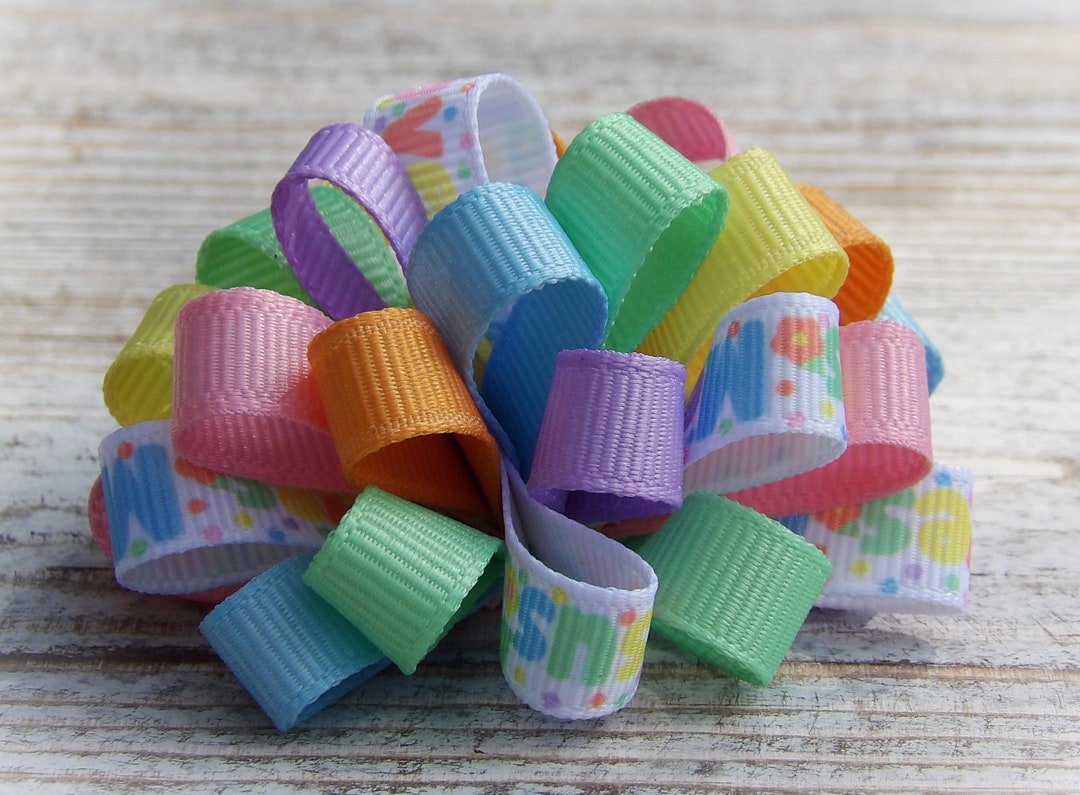 Jesus Loves Me Bow, Loopy Puff Bow, Pastel Hair Bow, Sunday School Bow ...