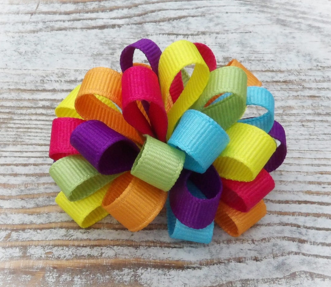 Colorful Loopy Bow Loopy Puff Bow Bright And Colorful Bow Etsy