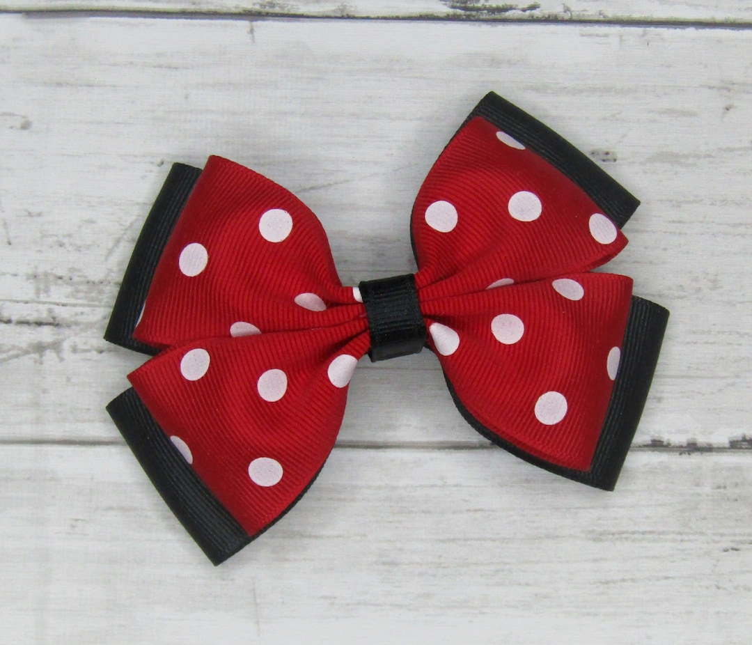 Minnie Mouse Bow, Mickey Mouse Bow, Large Boutique Bow, Large Pigtails ...