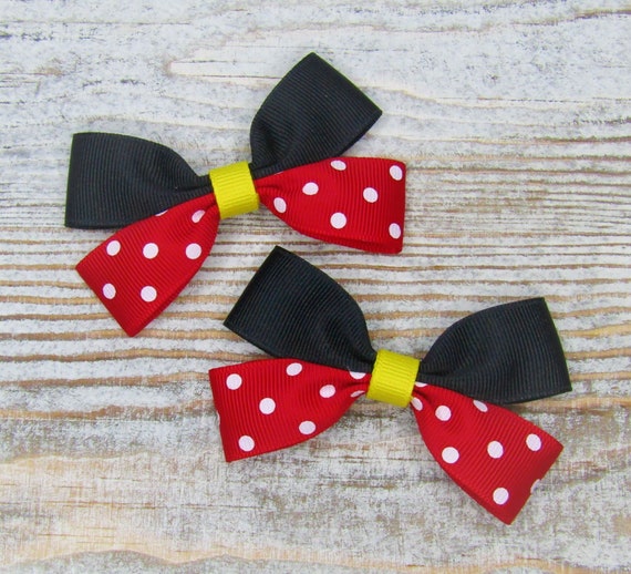 Minnie Mouse Inspired Bow Red & Black Bow 3 Inch Bow Red | Etsy