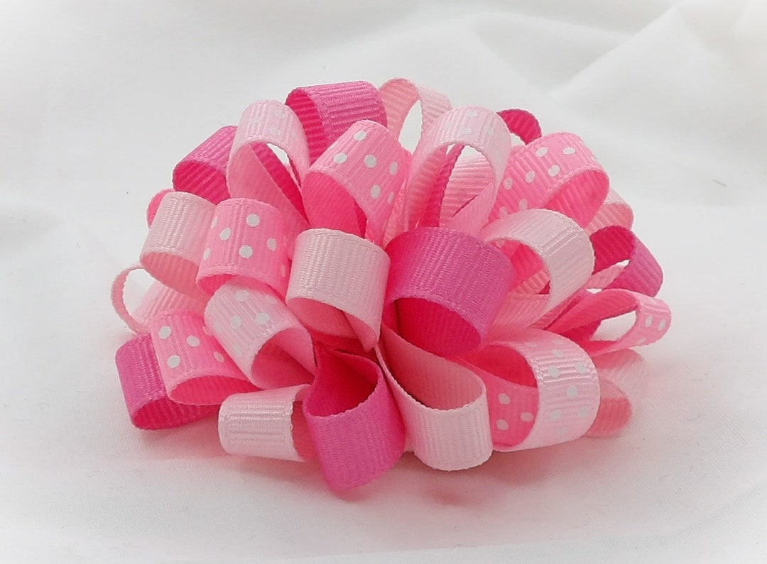 Hot Pink Loopy Bow Loopy Puff Bow Pink Polka Dot Bow Pink & - Etsy