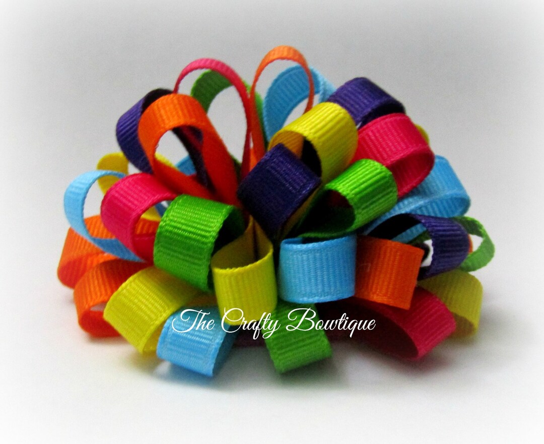 Colorful Loopy Bow, Loopy Puff Bow, Colorful Hair Bow, Small Loopy Bow ...
