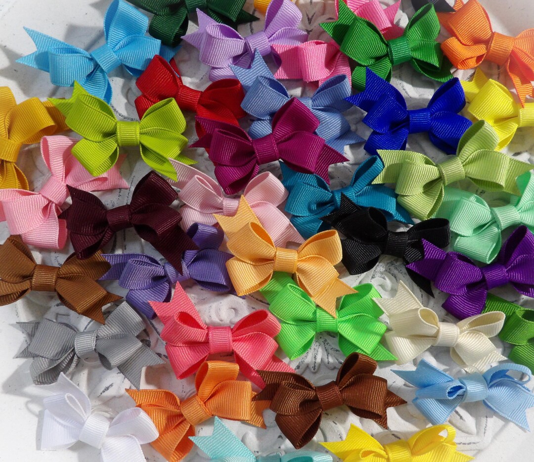 Tiny Pet Bows, 2 Inch Bows, Small Pet Hair Bows, Pick 5 or 10 Bows, Dog ...