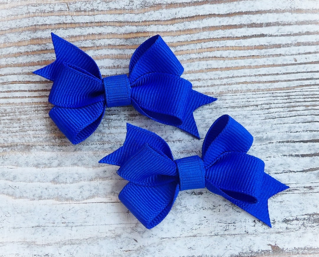 Electric Blue Pinwheel Bow, Tiny Blue Bow, Blue Baby Bow, 2 Inch Bow ...