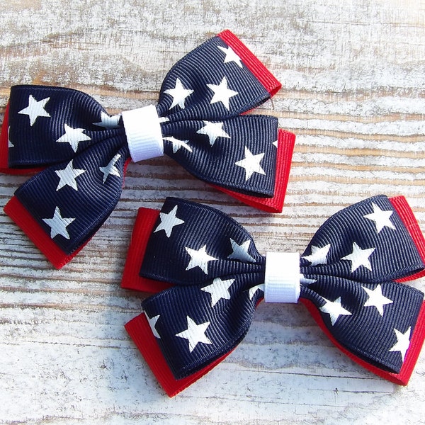 Small Red White and Blue Bow - Etsy