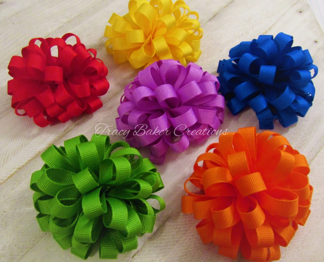 10 Custom Color Loopy Puff Bows Hair Bow Set Choose Your Colors
