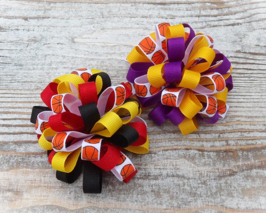 Custom Basketball Loopy Bow, Basketball Bow, Small Basketball Bow ...