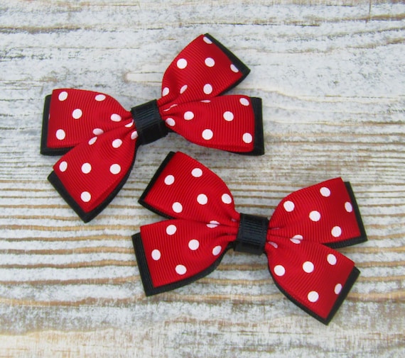 Minnie Mouse Bow Ladybug Bow Red Polka Dot Red & Black Bow | Etsy