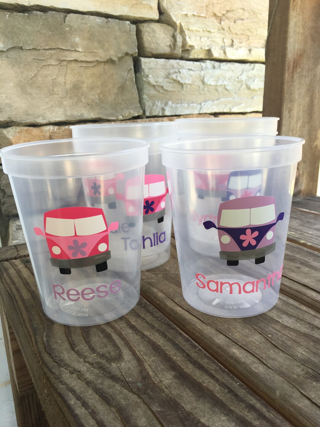 VW Bus Party Cups; Reusable 16oz Stadium Party Cups; Party Cups W/lids ...