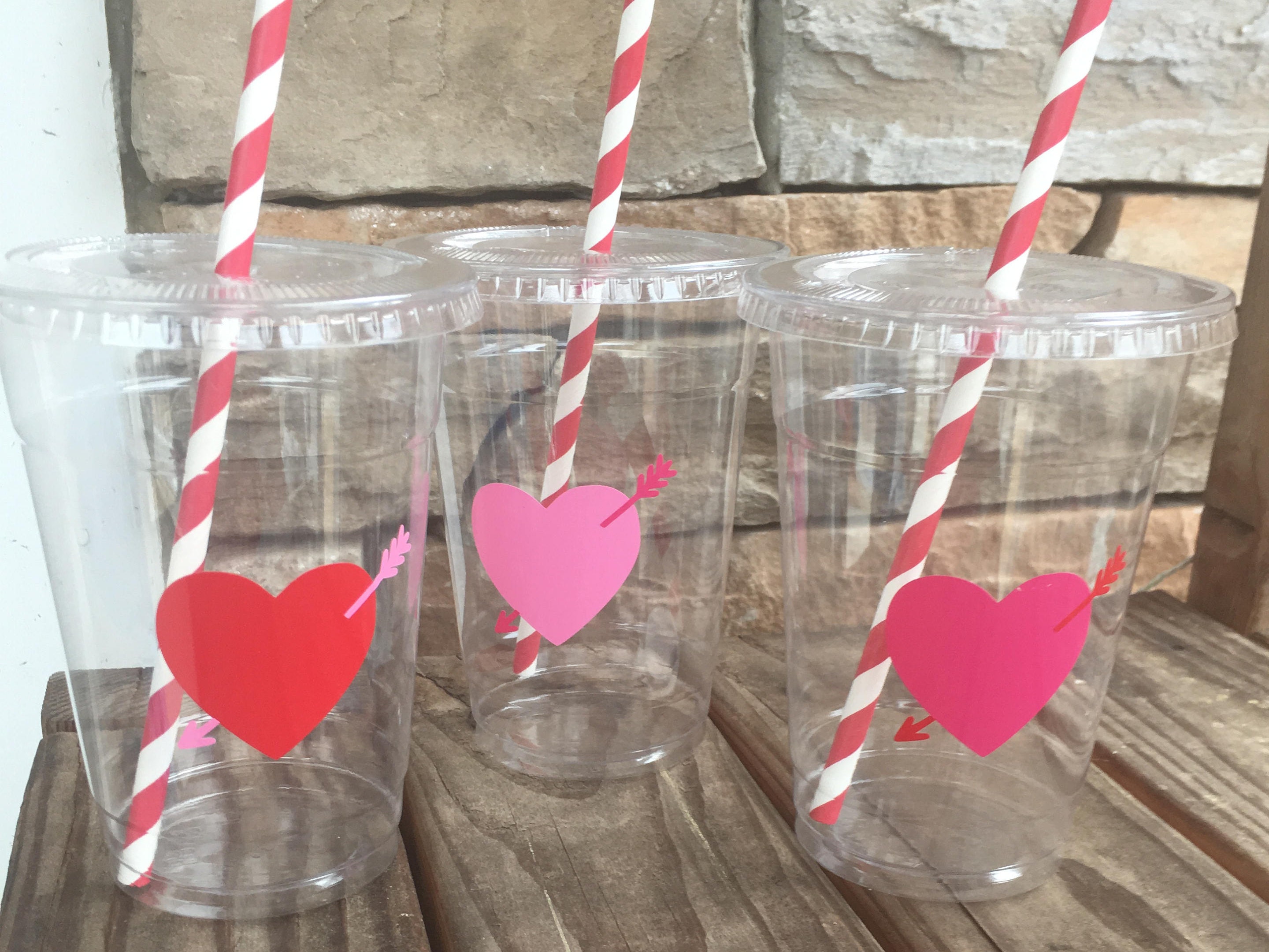 Valentine's Day Hearts Party Cups with lids and | Etsy