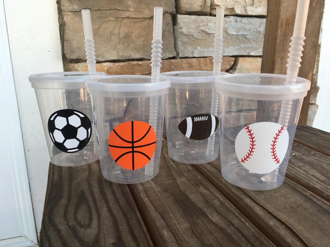 Sports Party Cups; Reusable 16oz Party Cups; Cups W/lids & Straws - Etsy