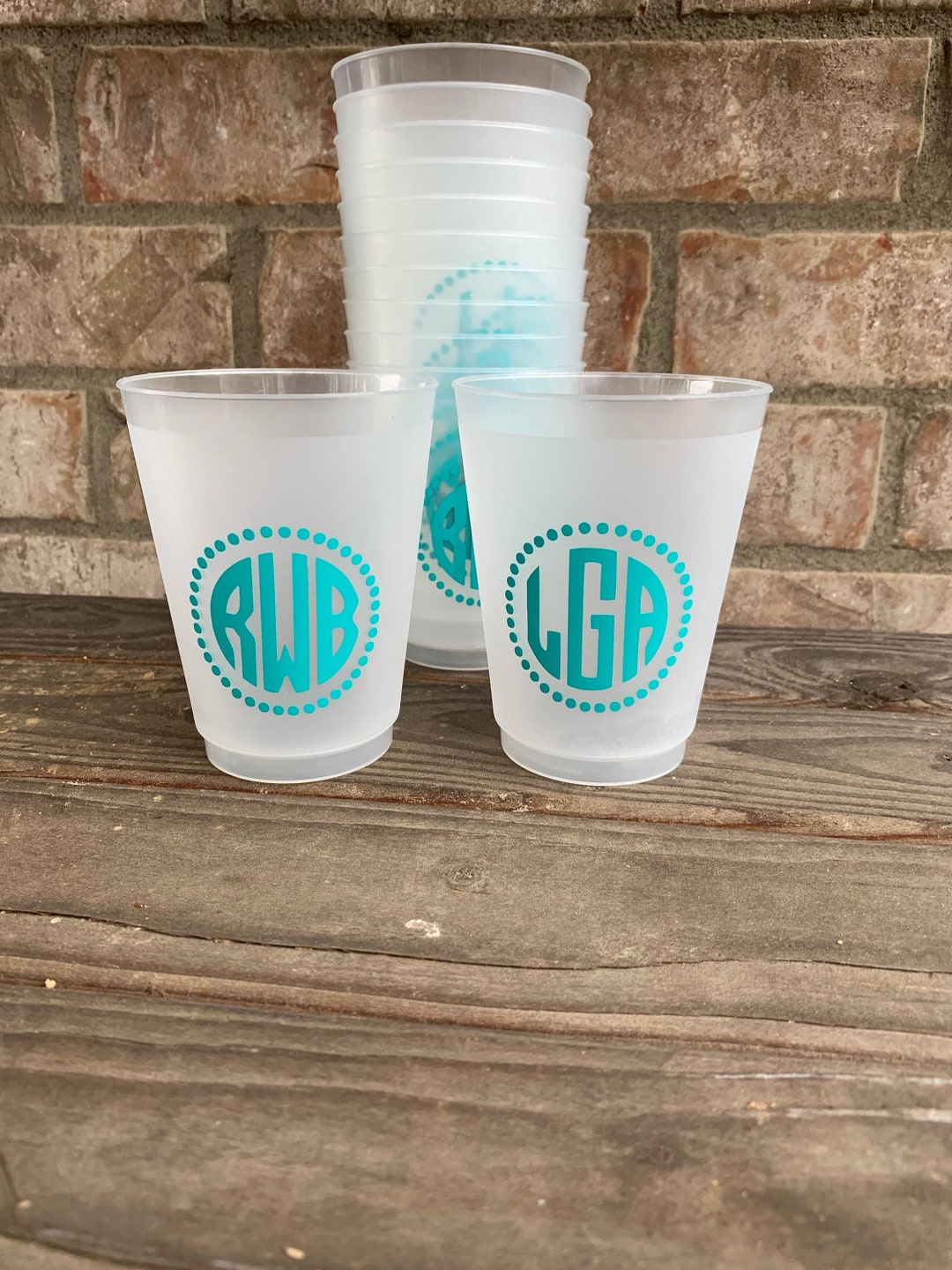 MONOGRAMMED Shatterproof Frosted Cups - Etsy