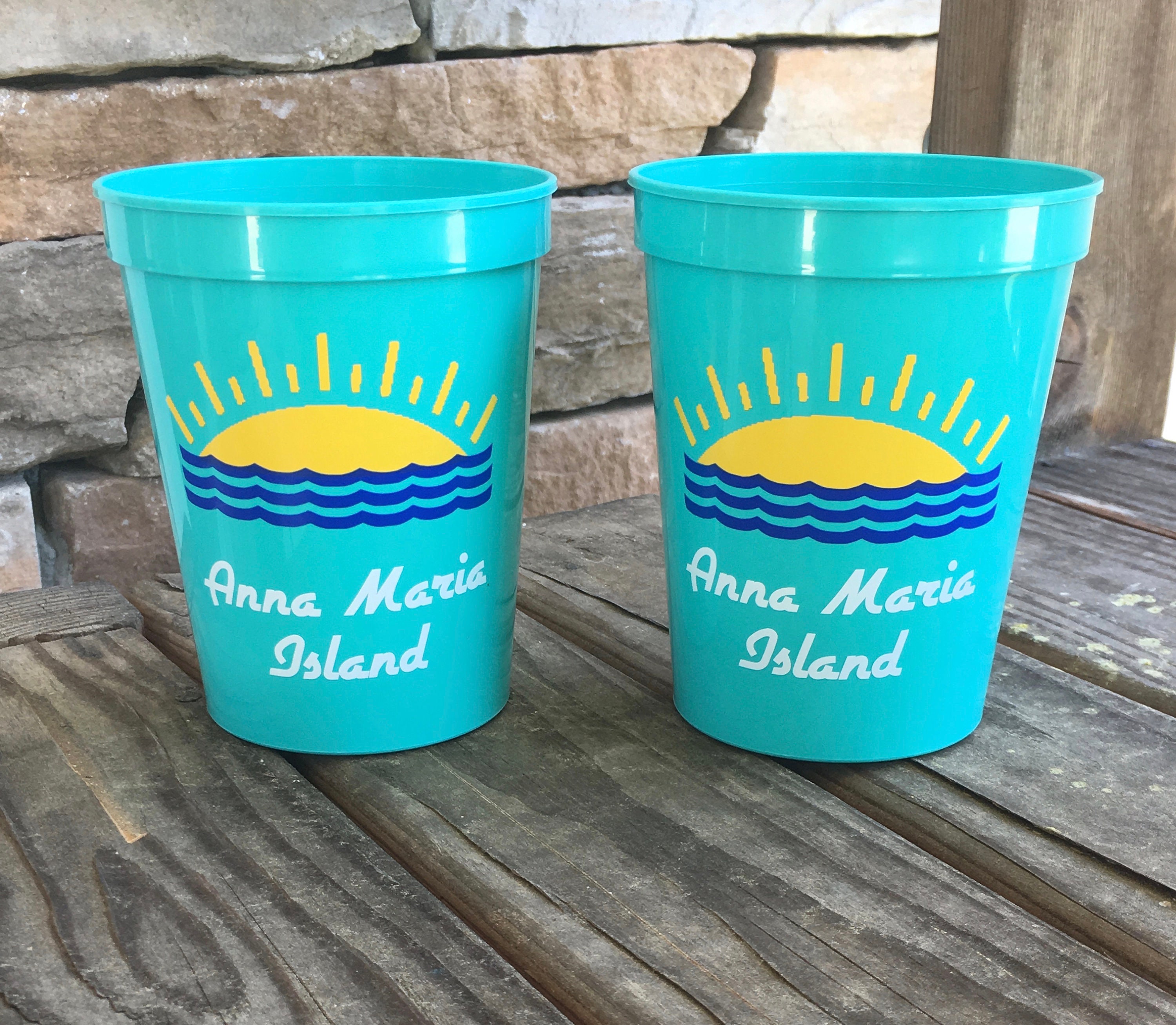 Beach Party Cups Reusable 16oz stadium party cups Party cups | Etsy