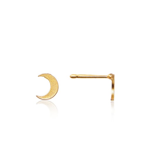 Tiny Moon Stud Moon Post Earrings Minimalist Studs Crescent - Etsy