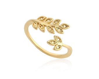 Gold leaf ring | Etsy